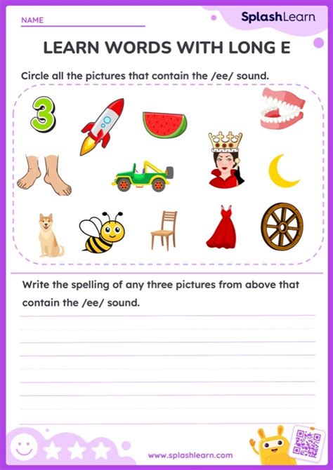 Long Vowel E Sound Worksheets Free And Printable Splashlearn