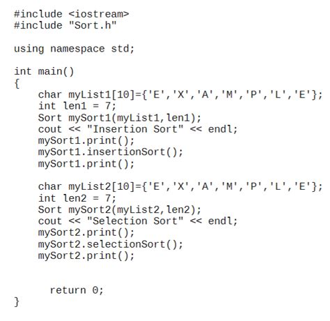 Solved Using C Implement The Following Sorting Chegg