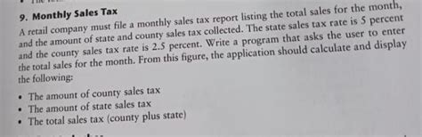 Solved Monthly Sales Tax A Retail Company Must File A Chegg Com