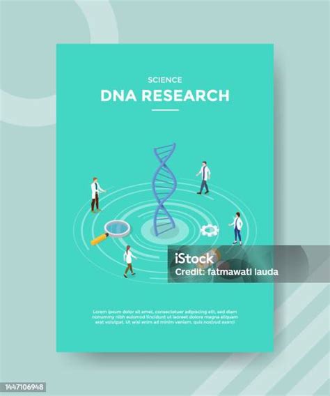 과학 Dna 연구 사람들 과학자 나선형 게놈 약물 루페 템플릿 전단지와 인쇄 배너 표지 책 책 현대 플랫 스타일 3차원 형태에