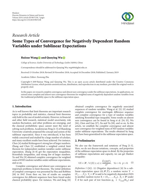 Pdf Some Types Of Convergence For Negatively Dependent Random Variables Under Sublinear