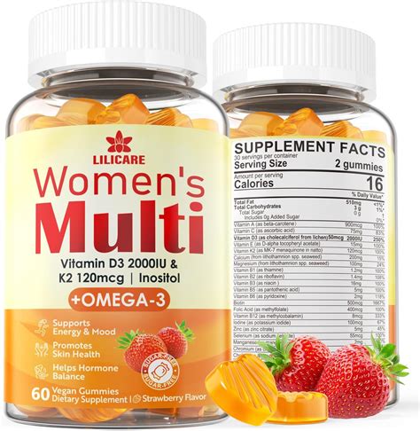 Womens Multivitamin Gummy With Omega 3（dha Epa Vitamin D3 K2 Calcium Inositol