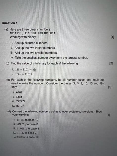 Solved Question 1 A Here Are Three Binary Numbers