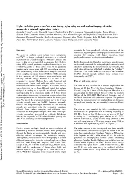 Pdf High Resolution Passive Surface Wave Tomography Using Natural And Anthropogenic Noise