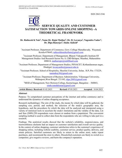 Pdf Section A Research Paper Service Quality And Customer Satisfaction Towards Online Shopping