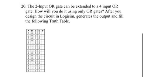 Solved 20 The 2 Input Or Gate Can Be Extended To A 4 Input
