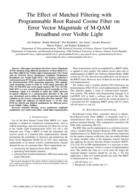 Pdf The Effect Of Matched Filtering With Programmable Root Raised