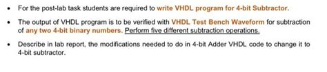 Solved For The Post Lab Task Students Are Required To Chegg