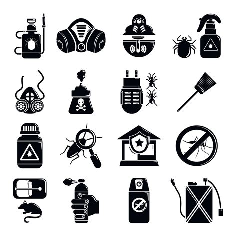 Pest Control Tools Icons Set Simple Style Vector Art At Vecteezy