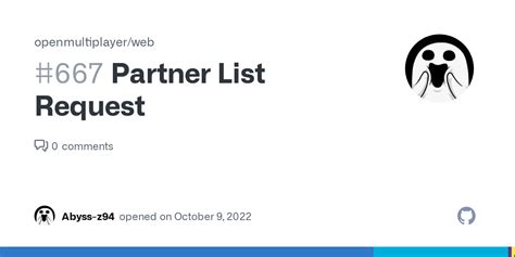 Partner List Request · Issue 667 · Openmultiplayerweb · Github