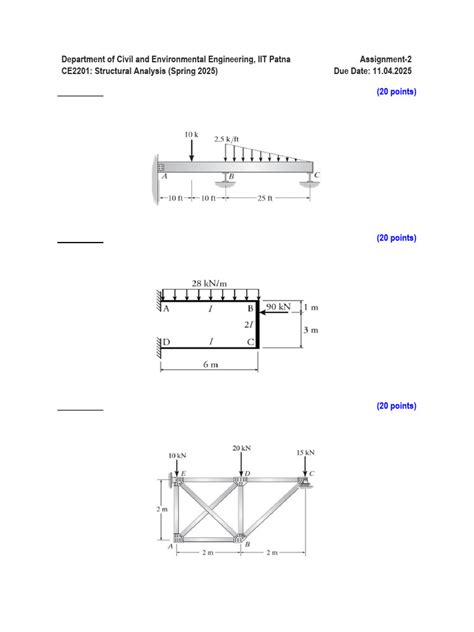 Ce2201 Structural Analysis Assignment 2 Pdf