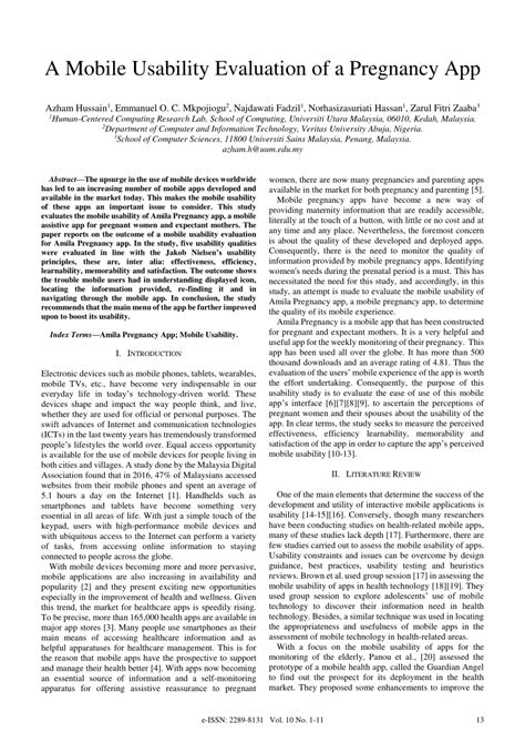 Pdf A Mobile Usability Evaluation Of A Pregnancy App