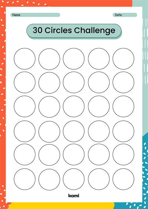 30 Circles Challenge Portrait For Teachers Perfect For Grades 10th