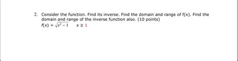 Solved Consider The Function Find Its Inverse Find The Chegg