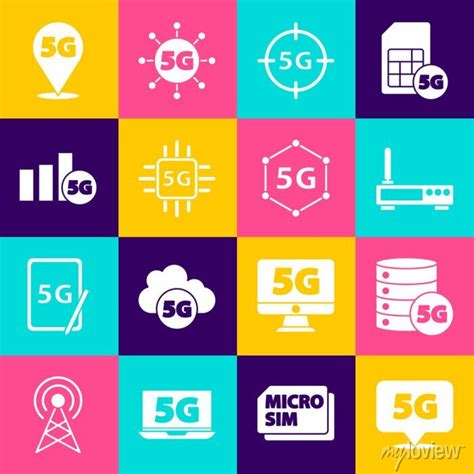 Set Location 5g Network Server Router And Wi Fi Signal Processor Pinturas Para A Parede