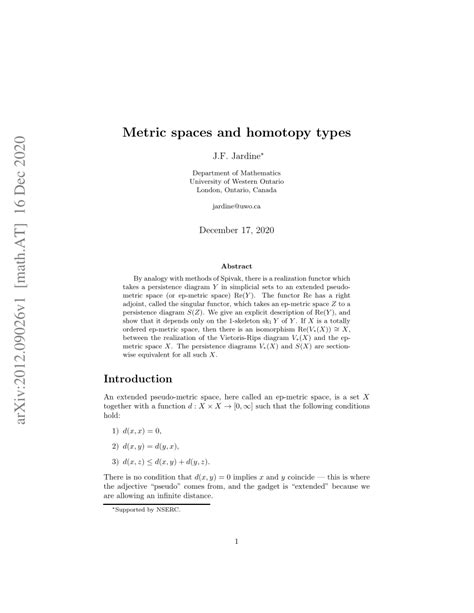 Pdf Metric Spaces And Homotopy Types