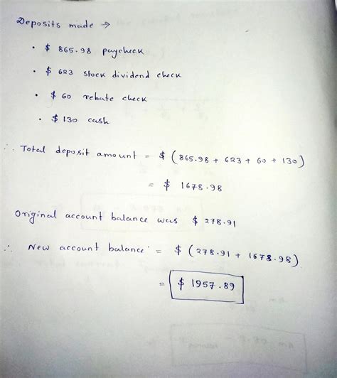 Solved Jackie Deposited A Paycheck A Stock Dividend