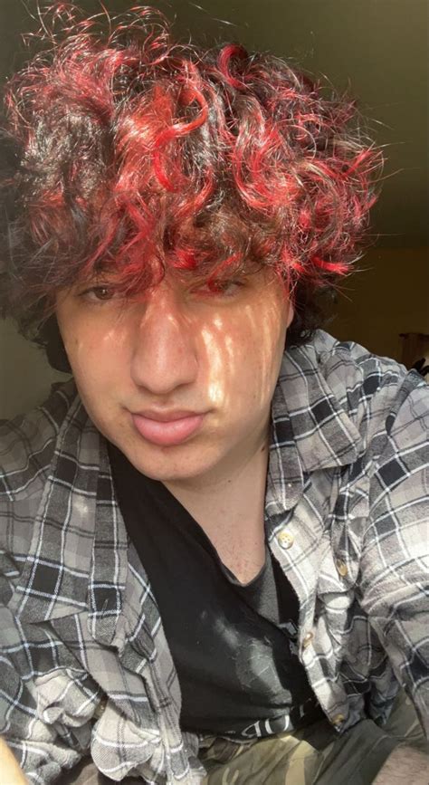 Red Highlights Male Red Hair Tips Black Roots Red Hair Dark Red Hair