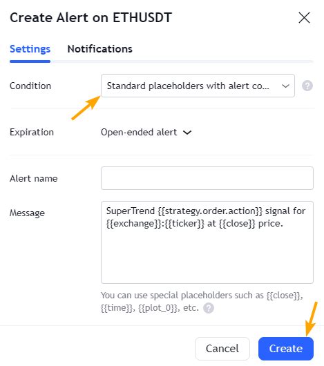 Standard Placeholders TradingView TradingCode