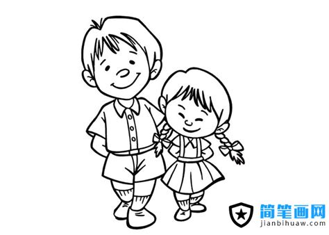 兄妹两人的简笔画图片 简笔画网