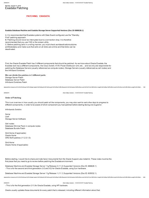Exadata Patching Pdf