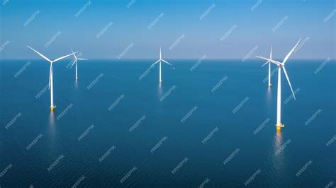 Premium Photo Drone View From Above At Windmill Park With Windmill Turbines In The Netherlands