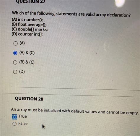 Solved Question 2 Given The Declarations Below Answer The