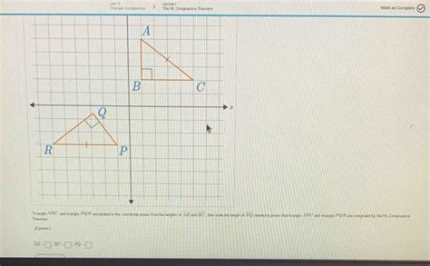 T Sngle Congrien E Lesson The Hl Congruence Theorem Mark As Complete Triangie Abc And T [geometry]