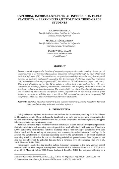 Pdf Exploring Informal Statistical Inference In Early Statistics A