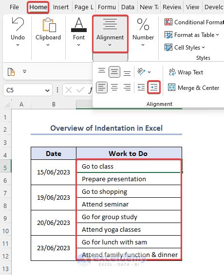 Indentation In Excel 5 Methods Exceldemy