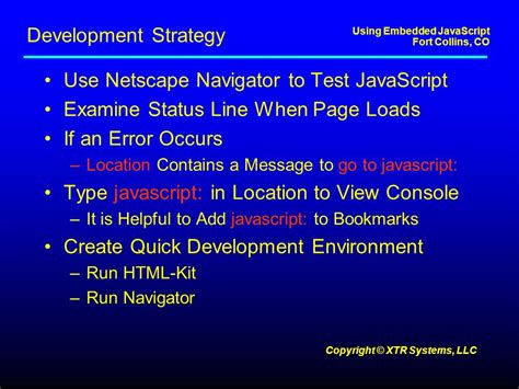 Using Embedded Javascript Fort Collins Co Copyright © Xtr Systems Llc