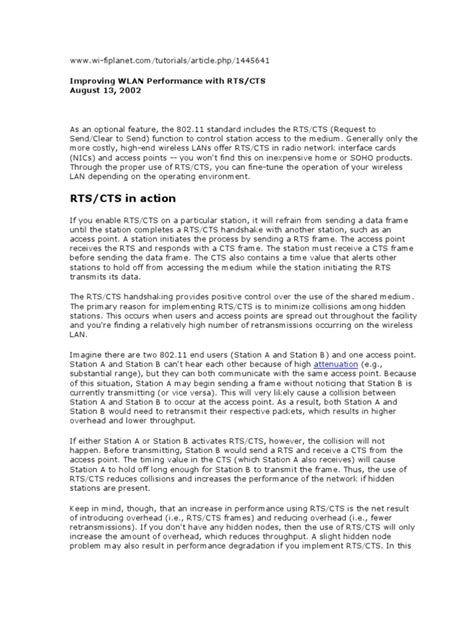 Optimizing Wireless Network Performance Through Strategic Implementation Of Rtscts Handshaking
