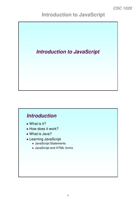 Javascript Intro1 Pdf Java Script Html