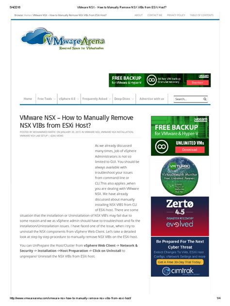 Vmware Nsx How To Manually Remove Nsx Vibs From Esxi Host Pdf