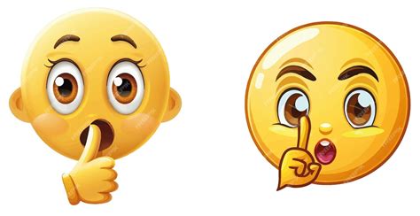 Premium Vector Emoticon Silence Quiet Emoji Shh Gesture Shush Silent