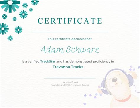 I Got My Certification From Trevanna Tracks Llc This Week Thank You