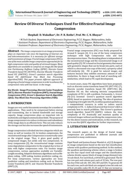 Review Of Diverse Techniques Used For Effective Fractal Image Compression Pdf
