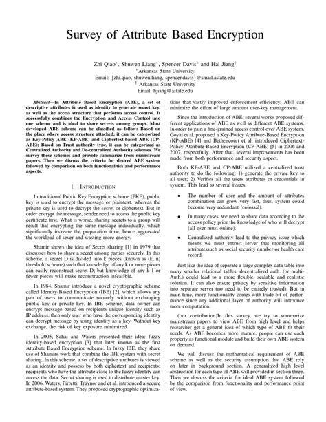 pdf survey of attribute based encryption