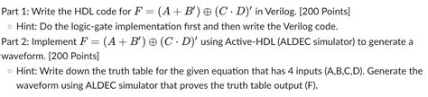Solved Part 1 Write The Hdl Code For Fabocd In Verilog
