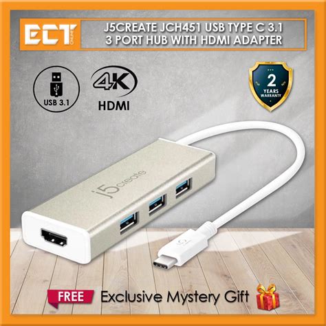 J5create Jch451 Usb Type C To 4k Hdmi Usb 3 1 Hub Converter With