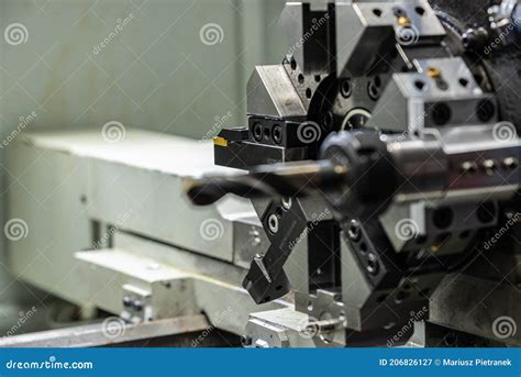 Cnc Machine The Cnc Lathe Machine Or Turning Machine Stock Image Image Of Manufacturing