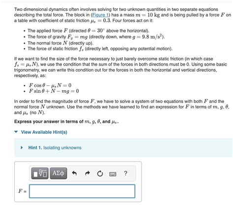 Solved Two Dimensional Dynamics Often Involves Solving F