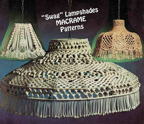 Macrame Lampshade Pattern X 3 Vintage 1970 S Hanging Lamp Shade PDF