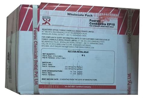 Fosroc Conbextra Ep10 Epoxy Grout 4 5l Packaging Size 9l At Best Price In Agra