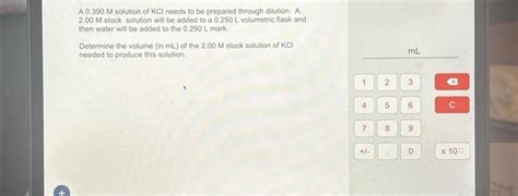 Solved A M Solution Of KCl Needs To Be Prepared Through Chegg Com