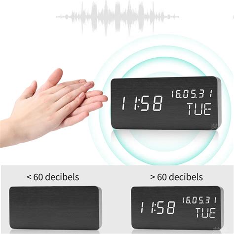 Wooden Electronic Alarm Clock Luminous Silent Temp Grandado
