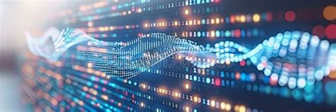 Digital Interface With Glowing Dots Binary Code And Encryption Data