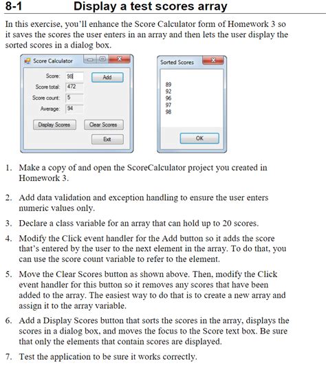 Solved 8 1 Display A Test Scores Array Need Help To Code