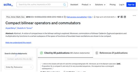 [citation Report] Compact Bilinear Operators And Commutators