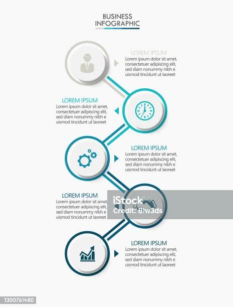 비즈니스 데이터 시각화 추상적인 배경 템플릿을 위해 설계된 타임라인 인포그래픽 아이콘 0명에 대한 스톡 벡터 아트 및 기타 이미지 0명 5 개념 Istock